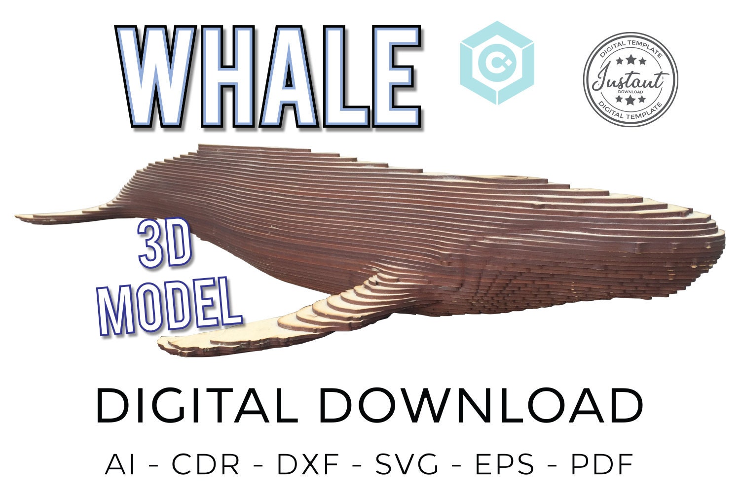 Ballena escultura de cartón Laser Cut Vector FILE cdr dxf eps | Etsy