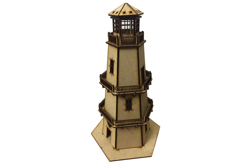 Lighthouse Laser Cut Model 3D CLOSED W RAILINGS Puzzle Vector | Etsy