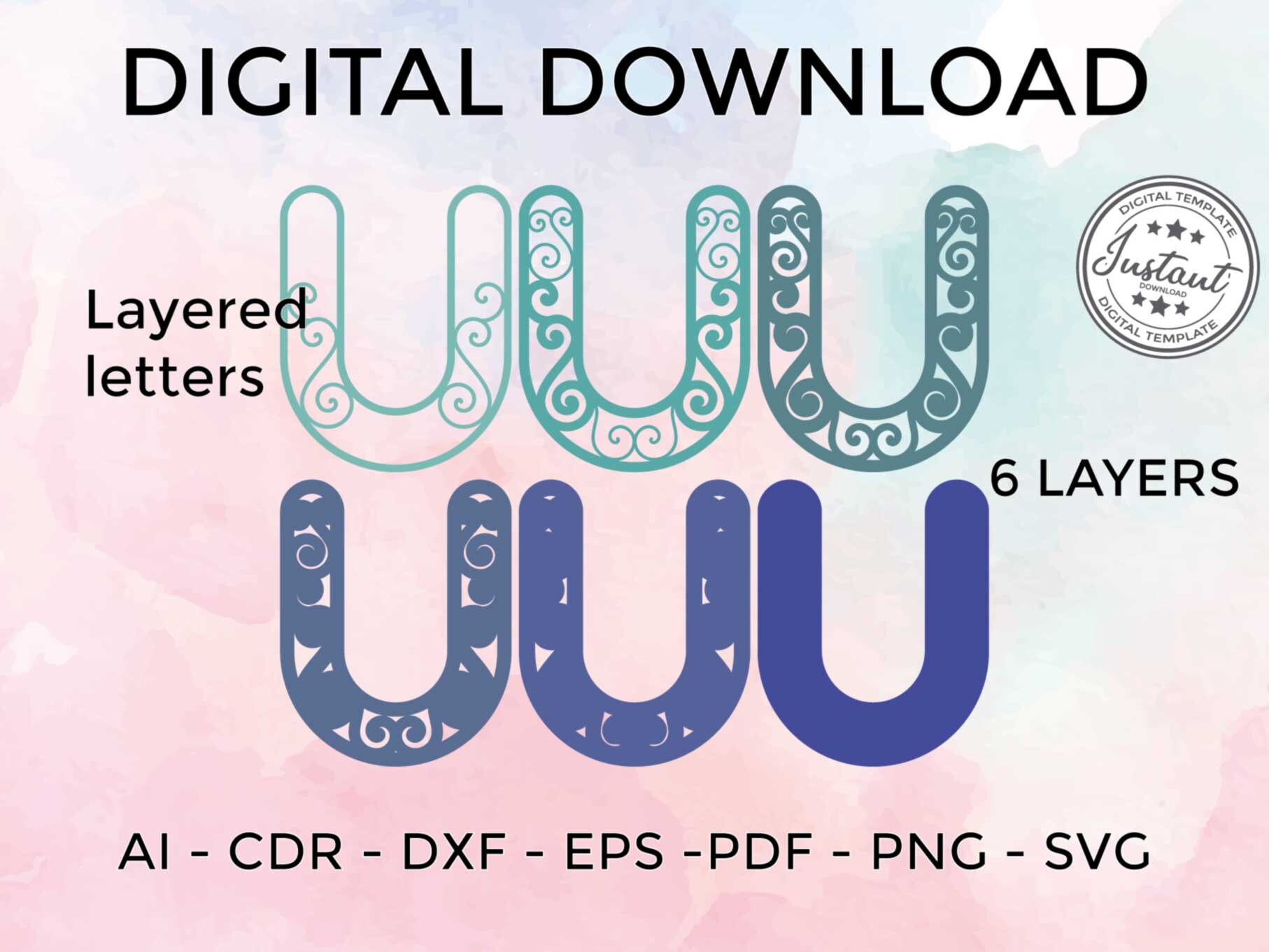 Layered Letter Layered Letter Svg Layered Floral Alphabet - Etsy