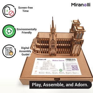 Miranelli 3D Puzzle Cathedral Notre Dame, 3D Model to Assemble - Laser ...
