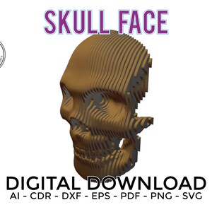 Skull Face, Laser Cut Vector, Dxf Files for Laser, Laser Cut, or Cnc ...