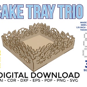 Cake Tray , Cake Stand, Laser Cut Vector for Cake Tray, 3 Sizes 2 ...