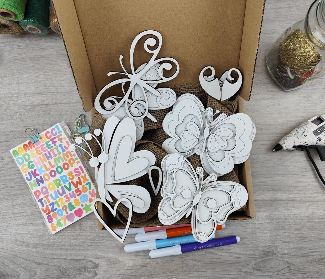 Butterfly Craft Kit - DIY Layered Figures for Painting | Acrylic Paints ...