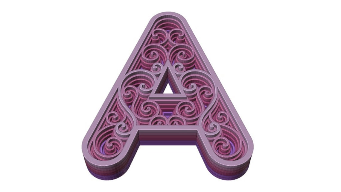 Layered Letter - Layered Letter Svg - Layered Floral Alphabet SVG DXF ...