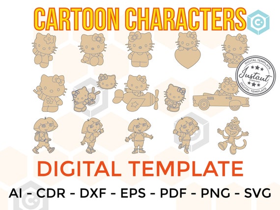 CARTOON CHARACTERS for LASERCUT Cut Files Clipart Silhouette - Etsy