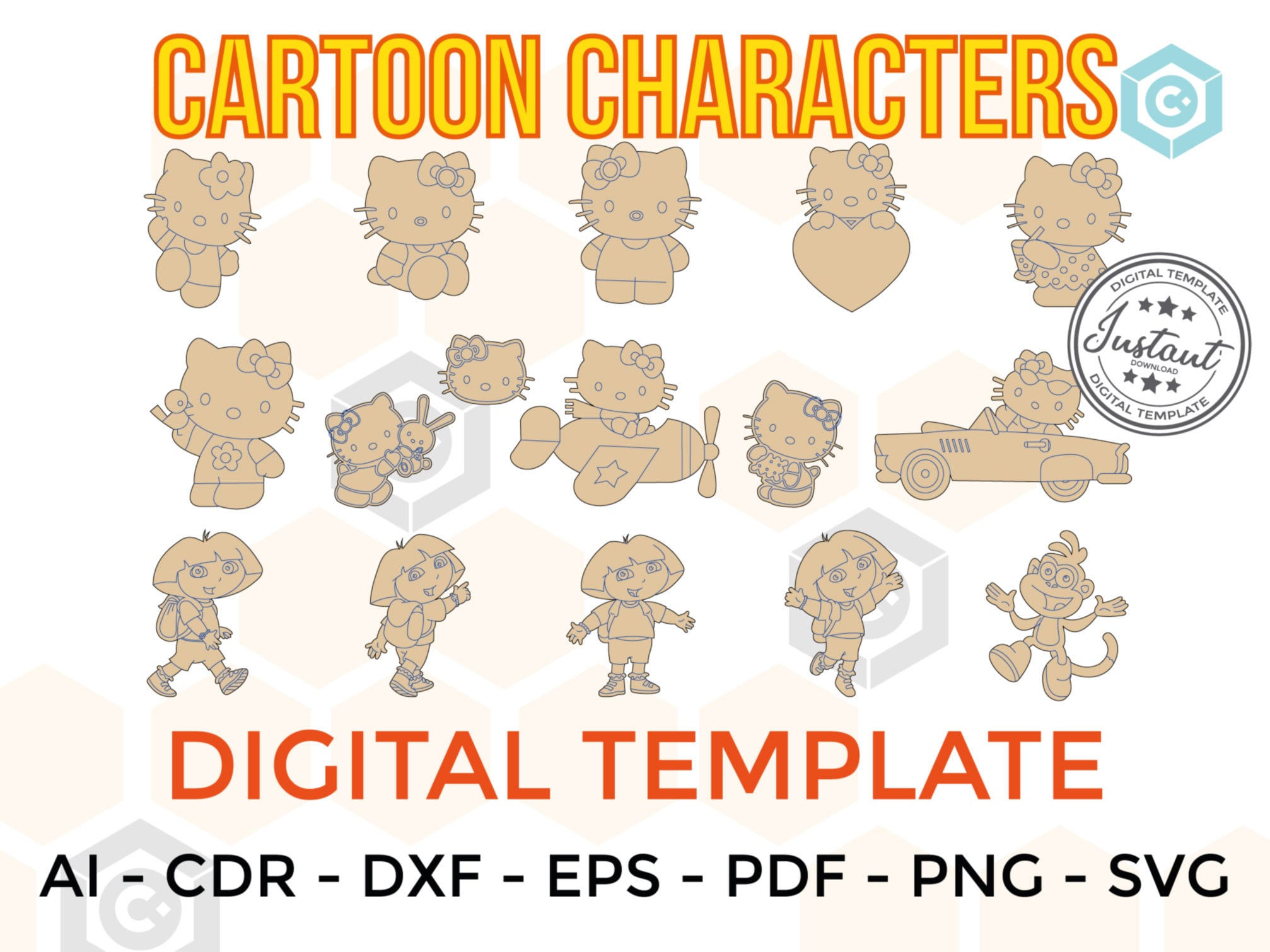 CARTOON CHARACTERS for LASERCUT Cut Files Clipart Silhouette - Etsy