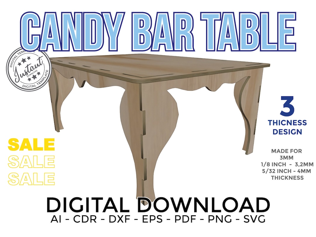 Candy Bar Table, Candy Bar Stand, Laser Cut Vector for Cake, 3 ...
