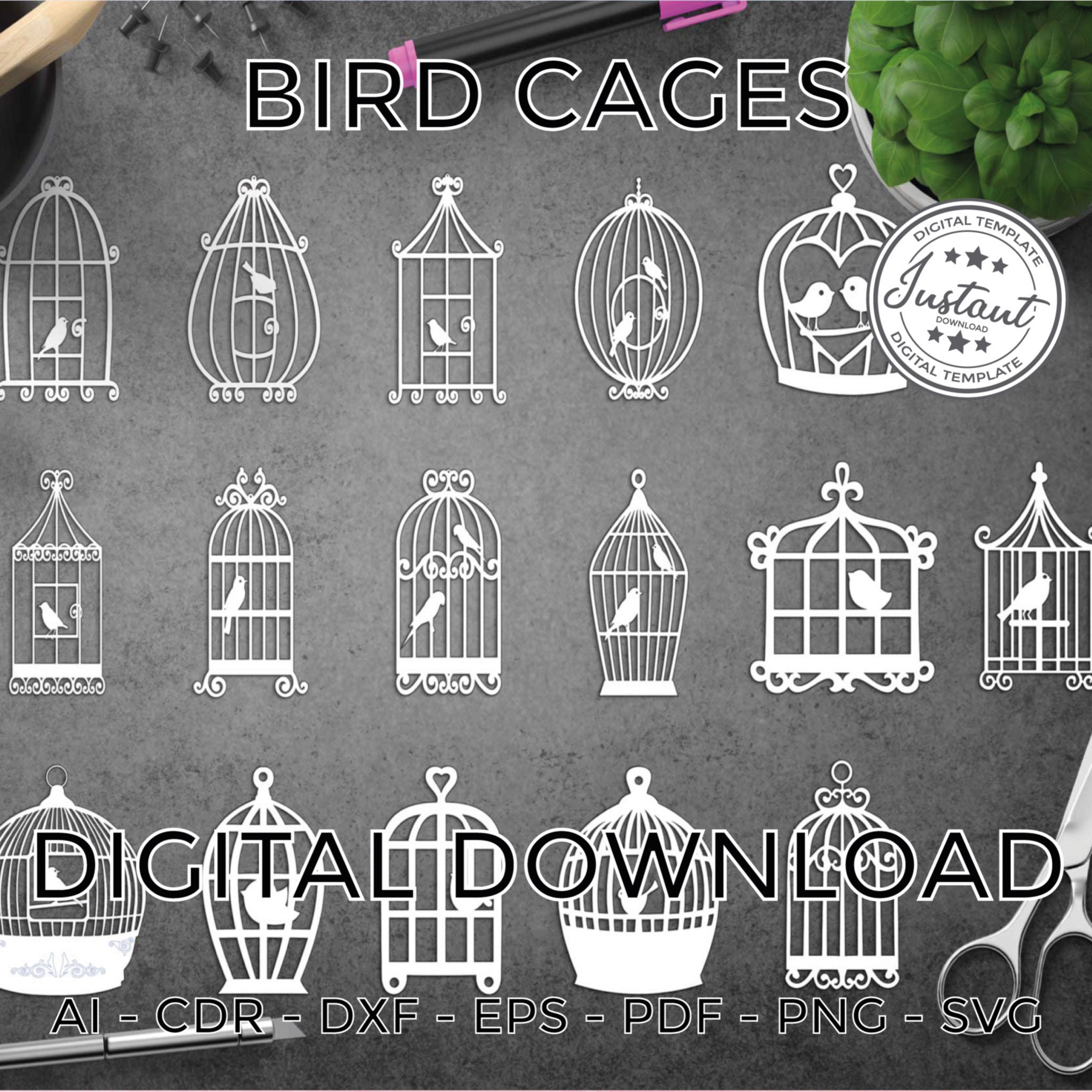 Bird Cage Svg Bundle, Cages Svg Cut File, Cage Vectors Silhouette ...