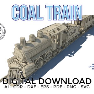 Exquisite Laser Cut Train Model - Locomotive, Coal Wagon & Passenger ...