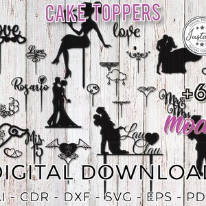 Laser Cut, Cake TOPPERS for Laser Cut or Cnc Router, CAKE TOPPERS Files ...