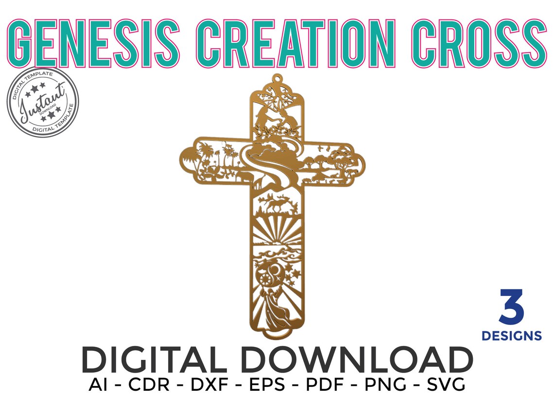 EASTER Genesis Cross, Cruz Genesis Creacion Laser Cut, Laser Cut ...