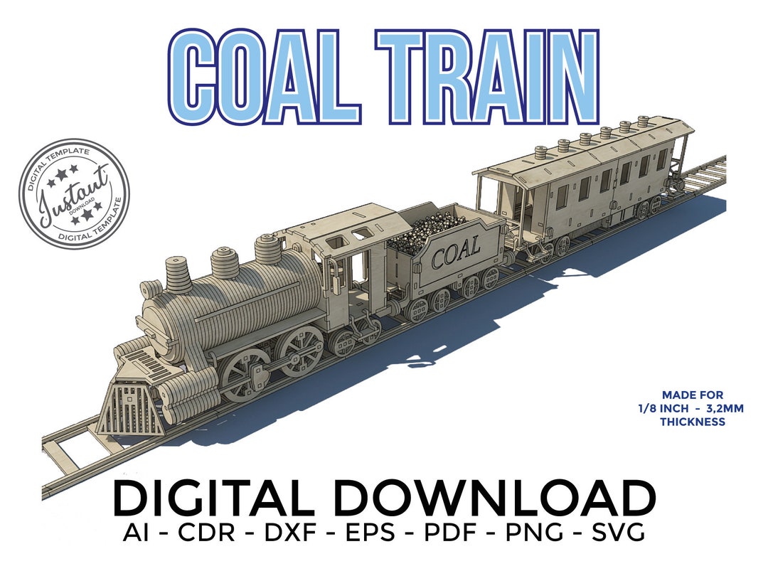 Exquisite Laser Cut Train Model - Locomotive, Coal Wagon & Passenger ...