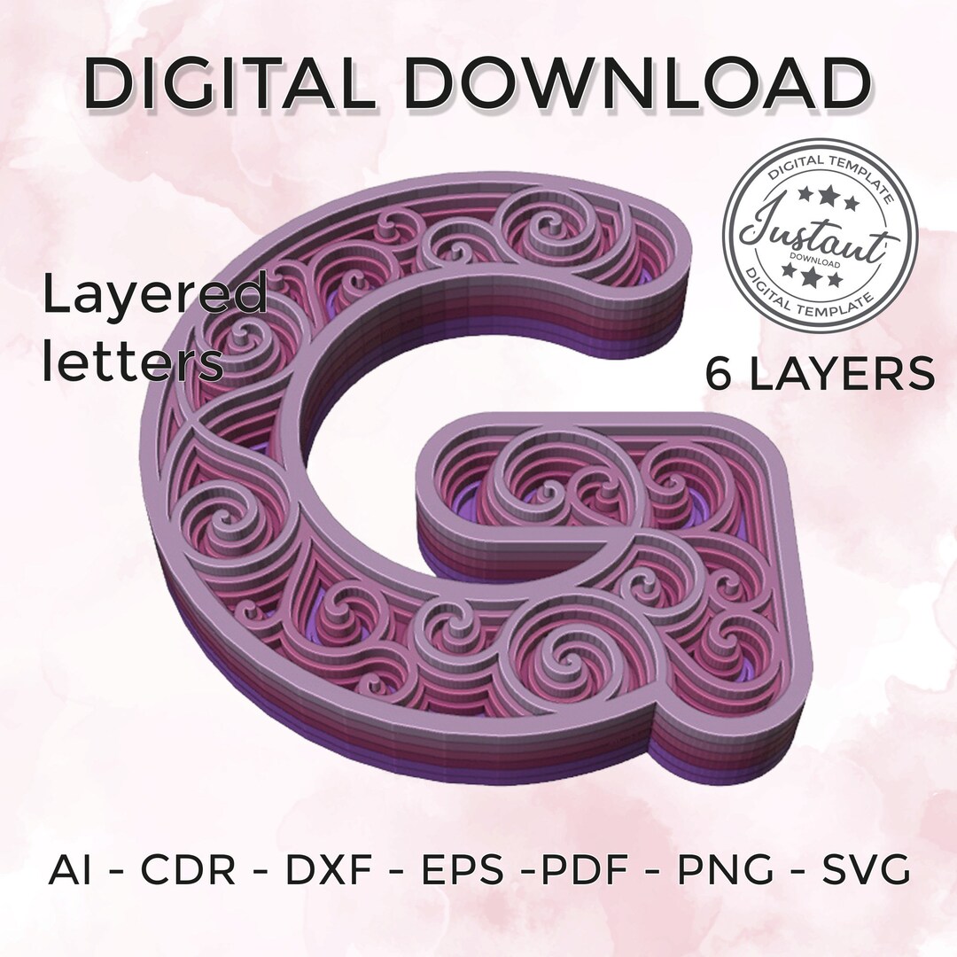 Layered Letter - Layered Letter Svg - Layered Floral Alphabet SVG DXF ...