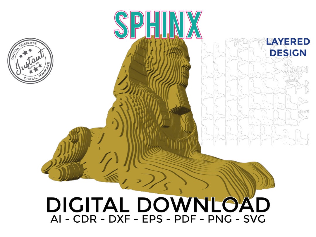 Sphinx Cardboard Sculpture, Laser Cut Vector, Dxf Files for Laser ...
