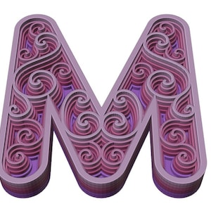 Layered Letter - Layered Letter Svg - Layered Floral Alphabet SVG DXF ...