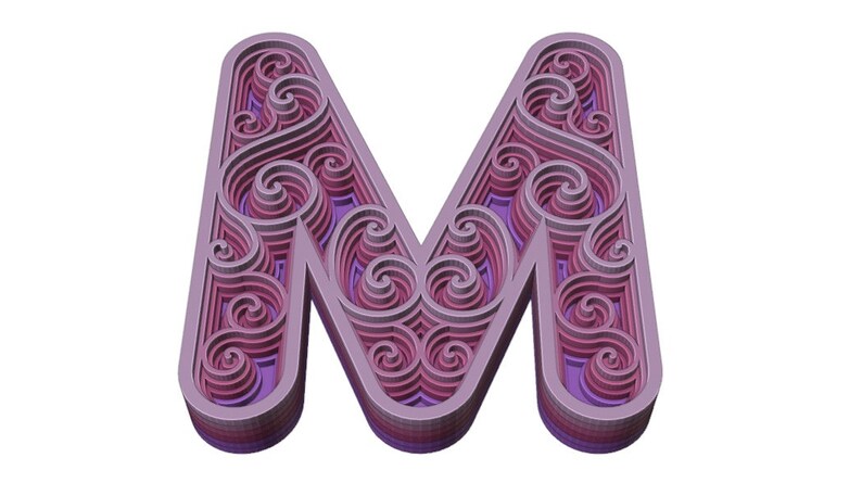 Layered Letter - Layered Letter Svg - Layered Floral Alphabet SVG DXF ...