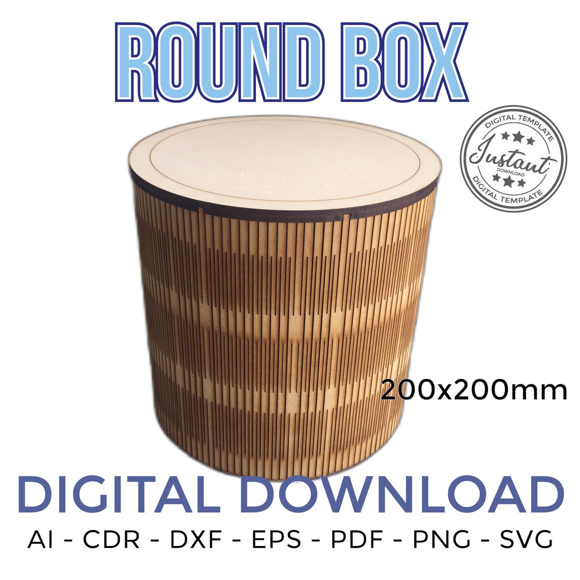 Laser Cut Vector FILE Cdr Dxf Eps for Laser Cut or Cnc Router ROUND BOX ...