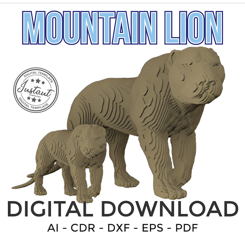 Mountain Lion 3d Sculpture Laser Cut Vector FILE Cdr Dxf Eps - Etsy