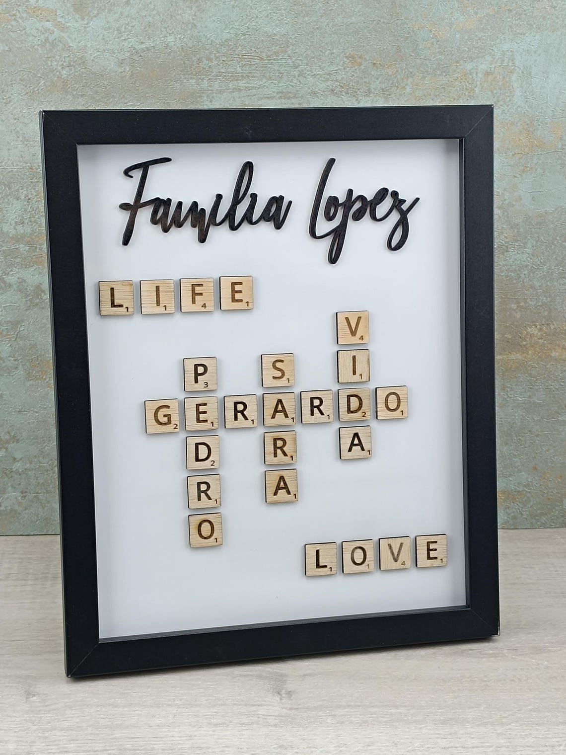 Personalised Scrabble Frame With Wooden Letters | Black or White Wooden ...