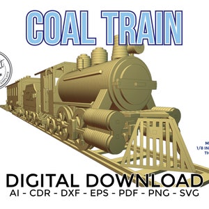 Exquisite Laser Cut Train Model - Locomotive, Coal Wagon & Passenger ...