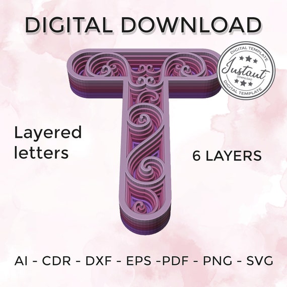 Layered Letter Layered Letter Svg Layered Floral Alphabet - Etsy