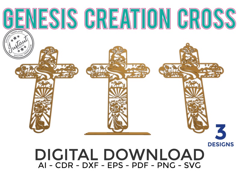 EASTER Genesis Cross, Cruz Genesis Creacion Laser Cut, Laser Cut ...