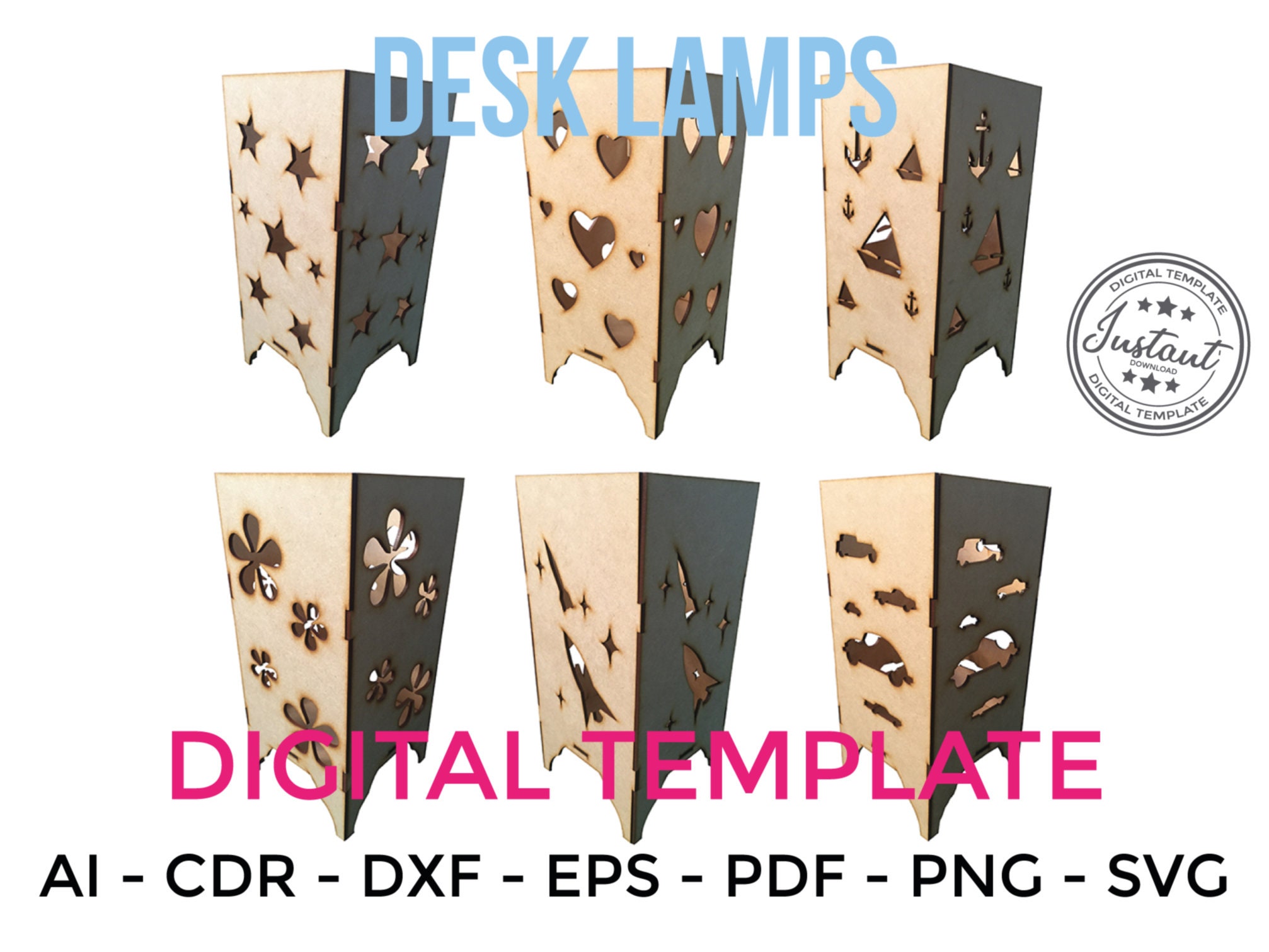 Laser Cut File, Laser Cut Dxf Files Download, DXF, Desk Lamp, Laser Cut ...