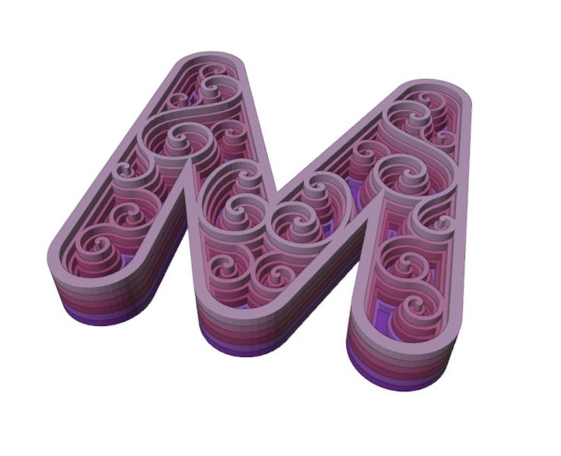 Layered Letter - Layered Letter Svg - Layered Floral Alphabet SVG DXF ...