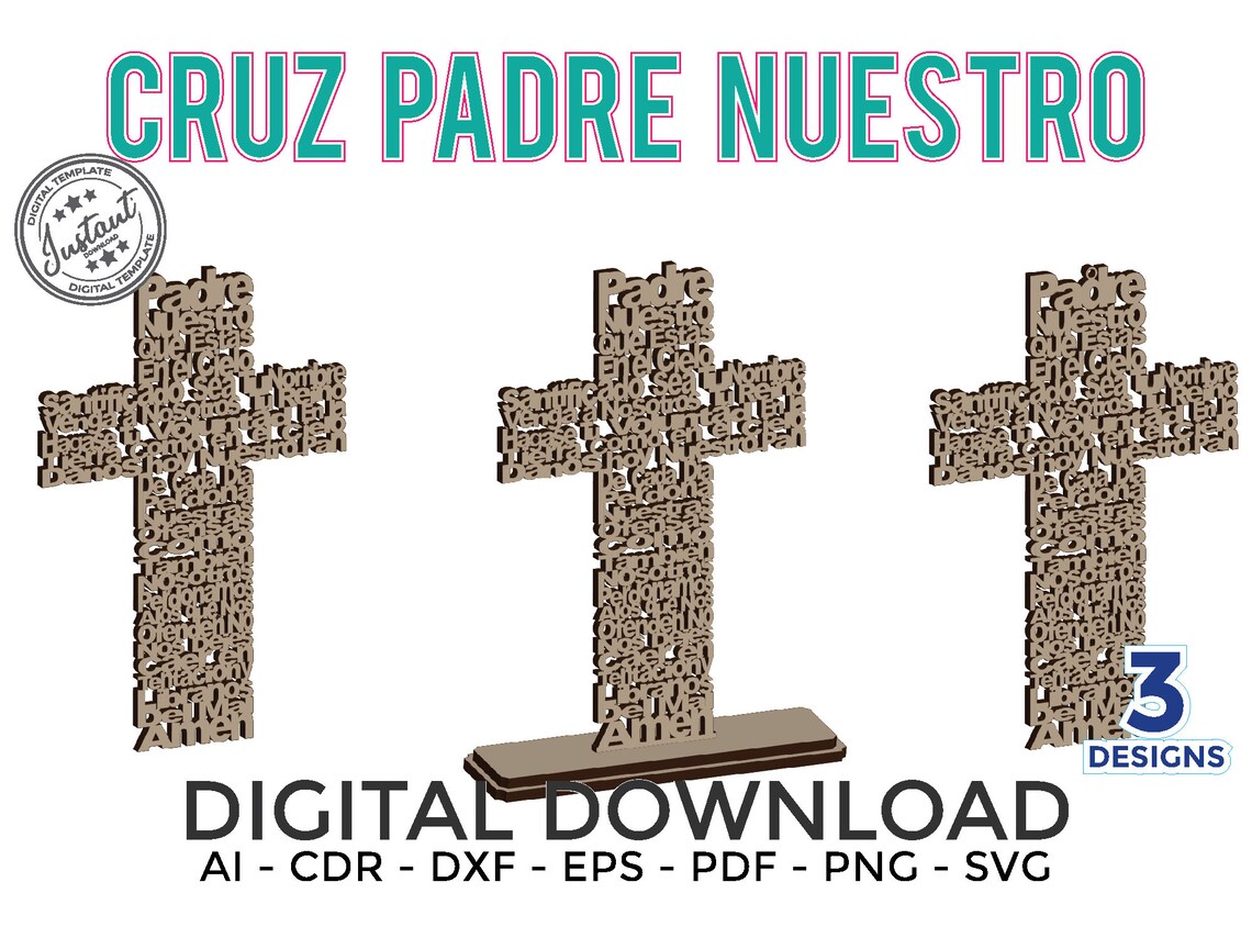 EASTER Cruz Padre Nuestro Laser Cut, Laser Cut Patterns, Laser Cut ...