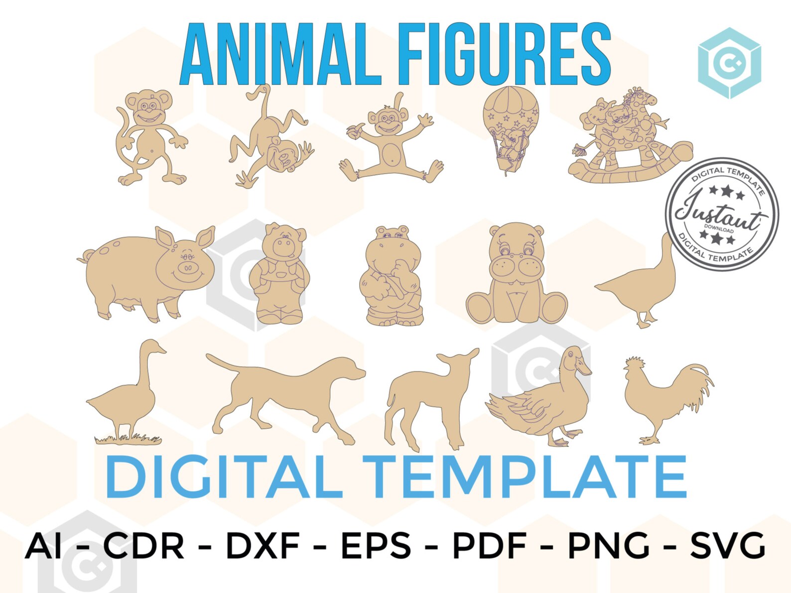 ANIMALS for LASERCUT Cut Files Clipart Silhouette Dxf Eps Png Vector ...