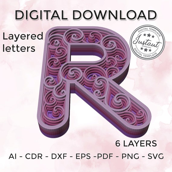 Layered Letter Layered Letter Svg Layered Floral Alphabet | Etsy