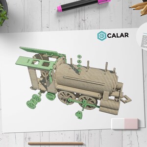 Exquisite Laser Cut Train Model - Locomotive, Coal Wagon & Passenger ...