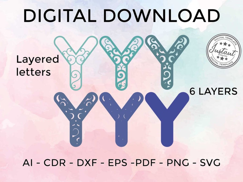 Layered Letter - Layered Letter Svg - Layered Floral Alphabet SVG DXF ...