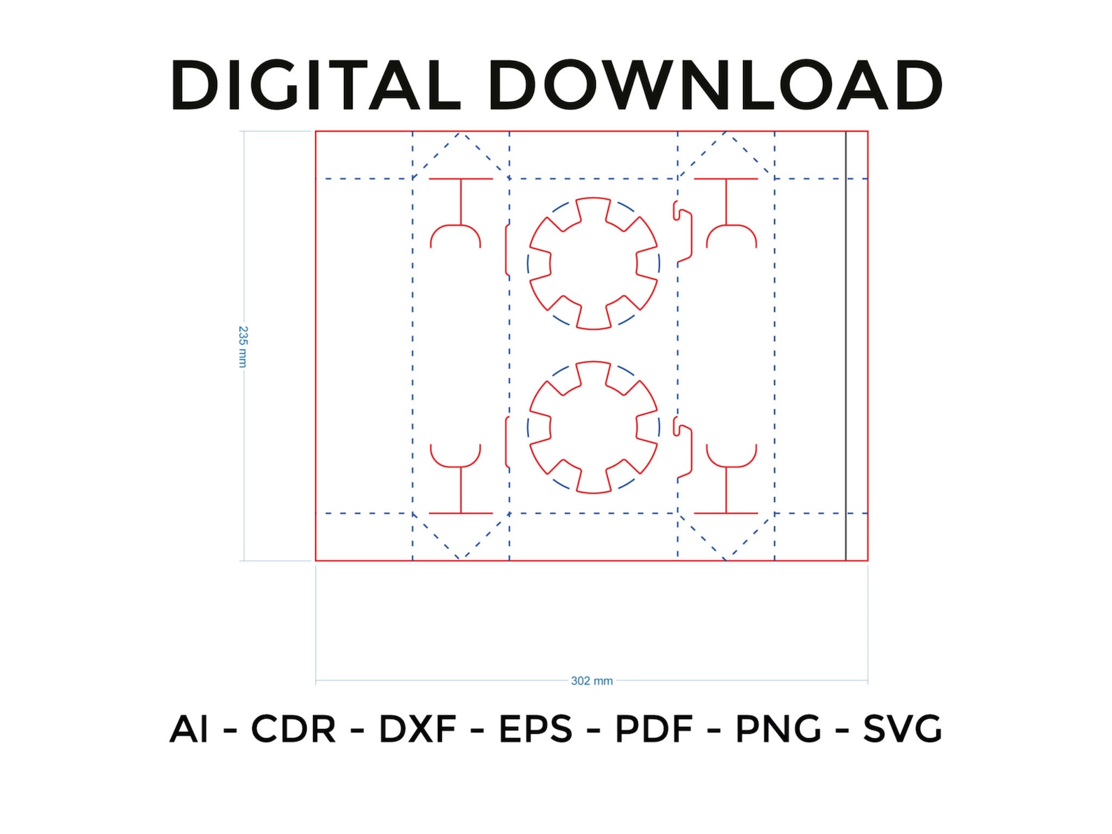 Cardboard Cup Holder, Coaster Box Template, Coffee Box, Double ...
