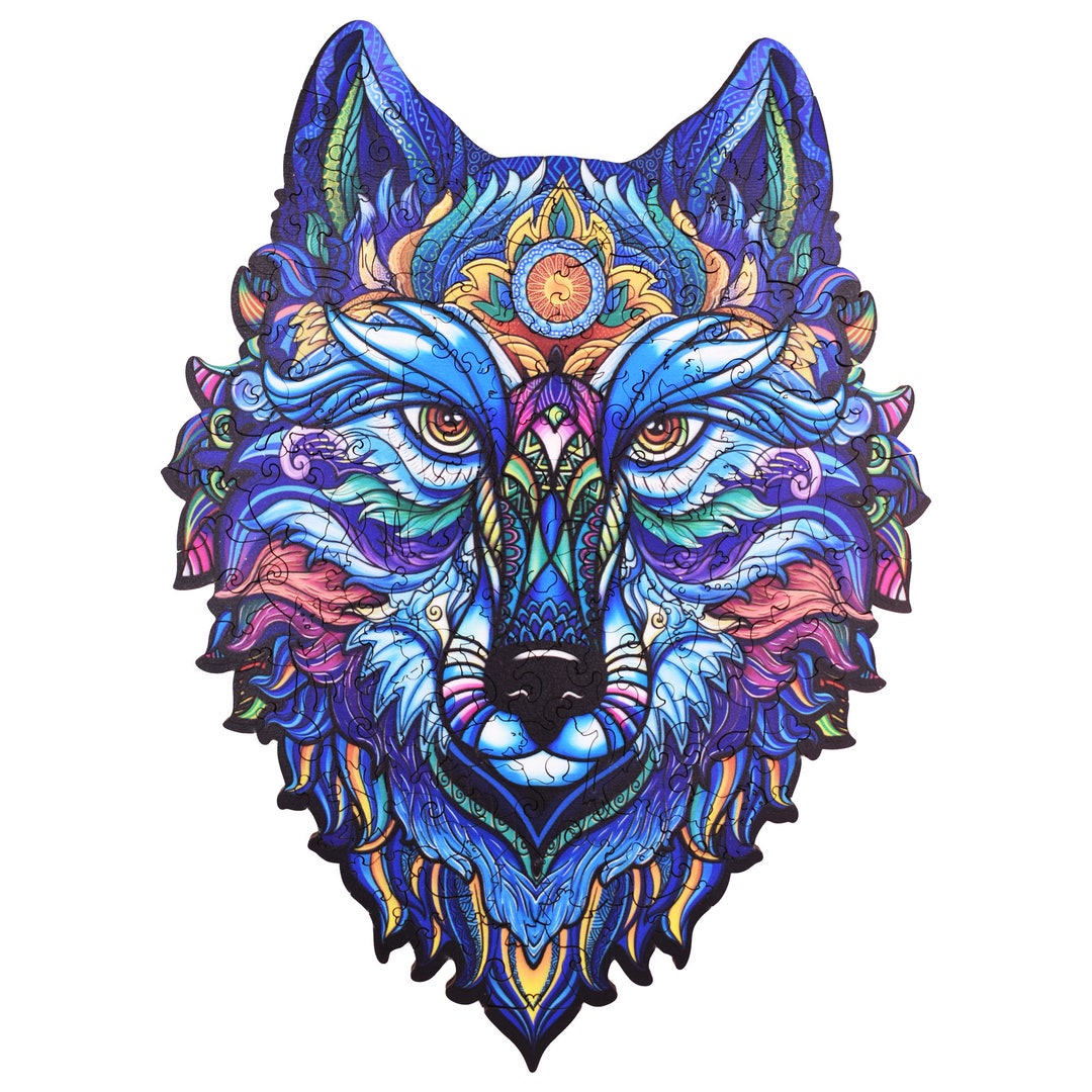 Unique Wooden Wolf Puzzle for Adults and Kids With UV Print and Laser ...
