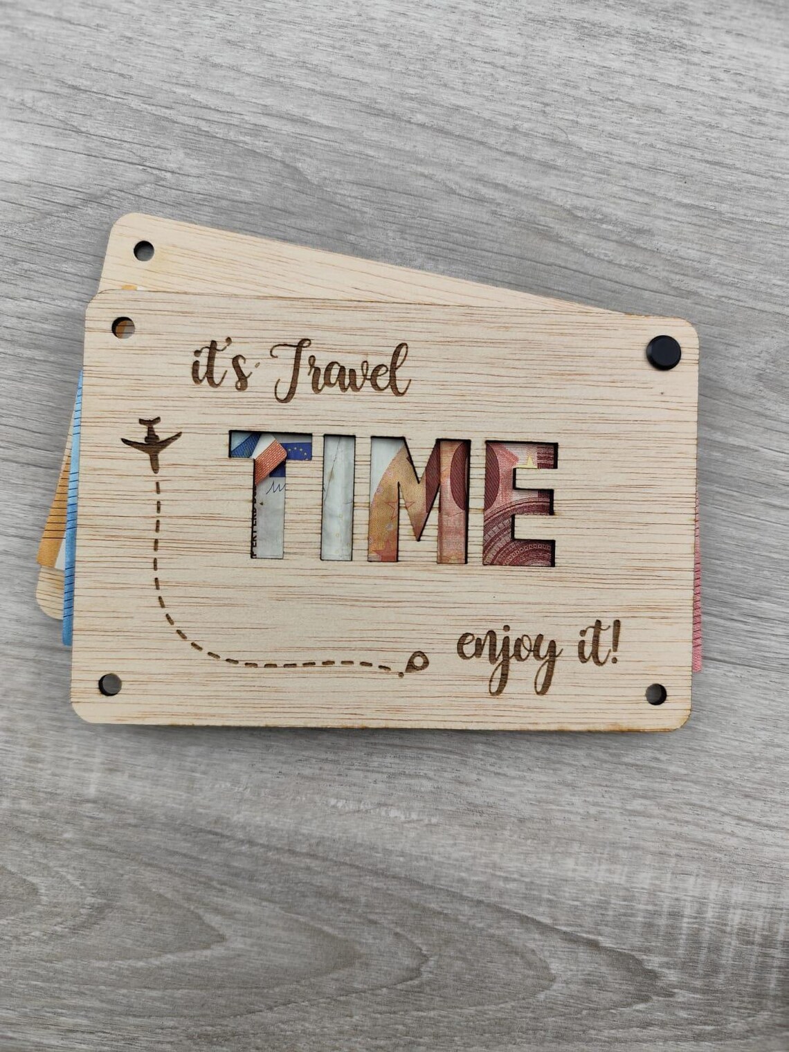 Travel Gift Card, Wooden Travel Gift Card Holder, Money Envelope for ...