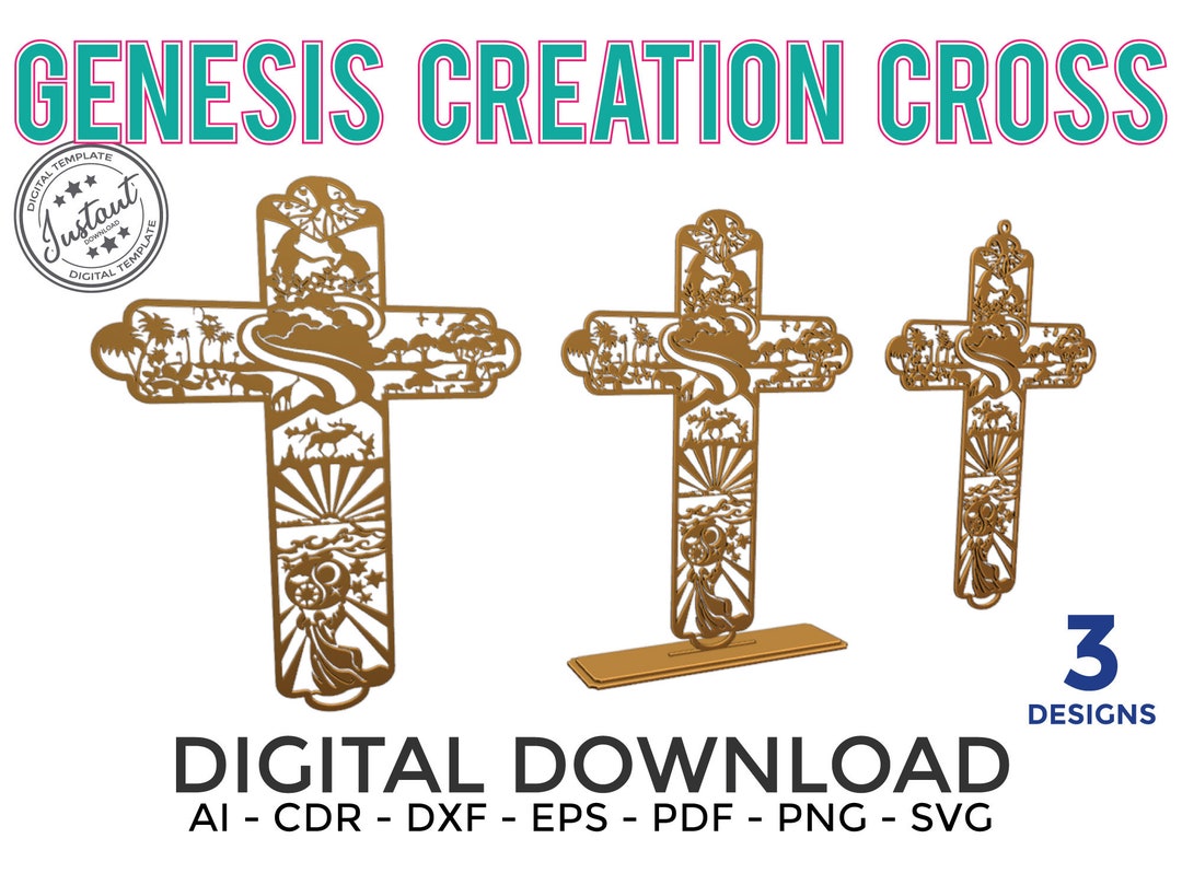 EASTER Genesis Cross, Cruz Genesis Creacion Laser Cut, Laser Cut ...