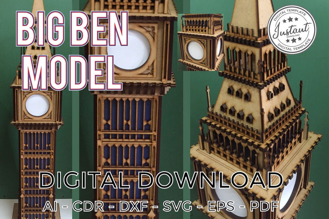 Laser Cut Vector File Cdr Dxf Eps for Laser Cut or Cnc Router BIG BEN ...