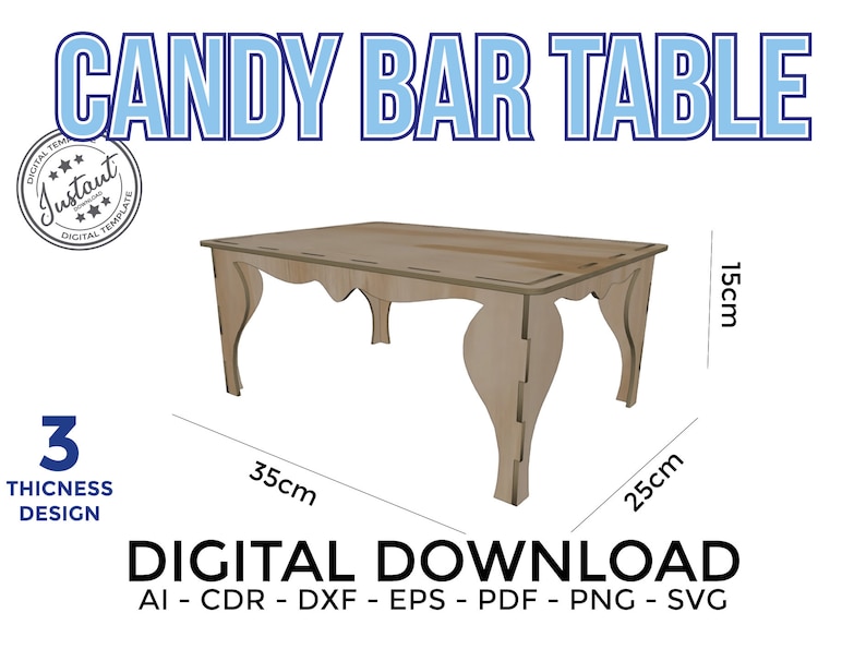 Candy Bar Table, Candy Bar Stand, Laser Cut Vector for Cake, 3 ...