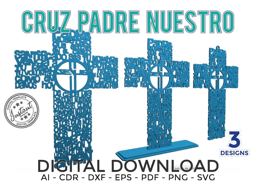 EASTER Cruz Padre Nuestro Laser Cut, Laser Cut Patterns, Laser Cut ...