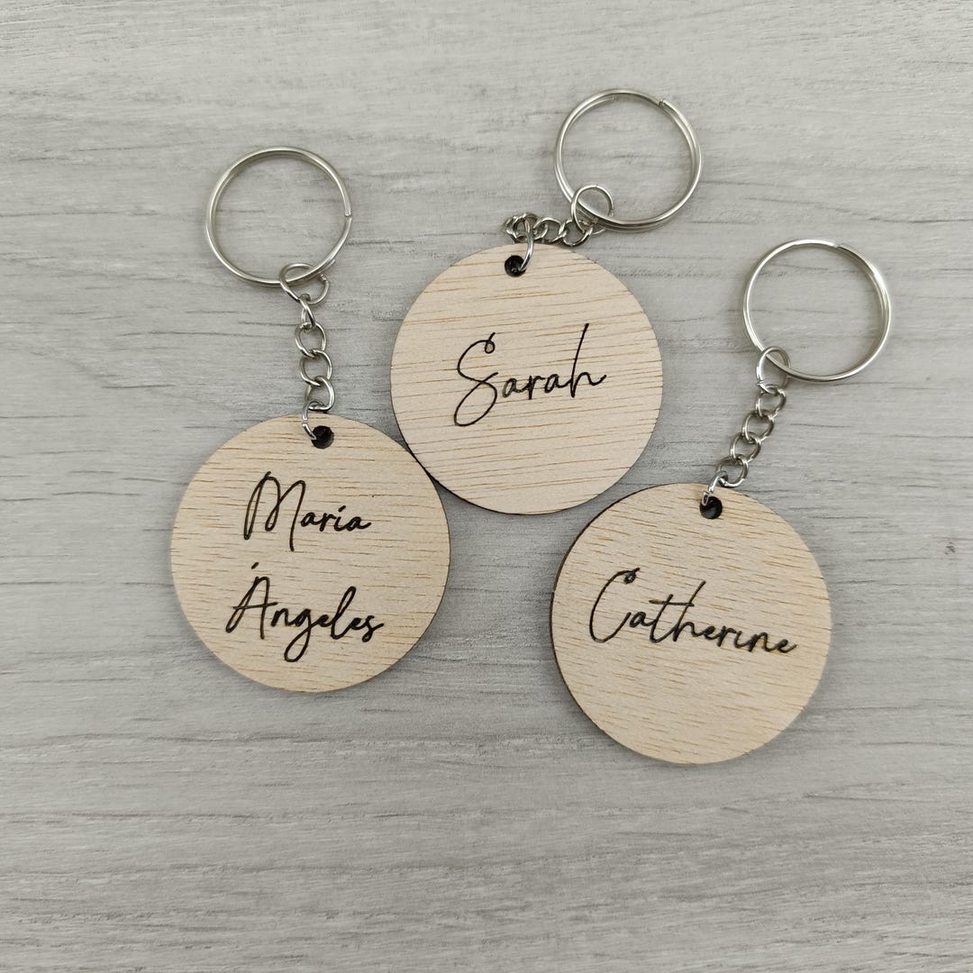 Custom Engraved Wooden Keychains Made From Natural Wood for Weddings ...