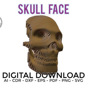 Skull Face, Laser Cut Vector, Dxf Files for Laser, Laser Cut, or Cnc ...