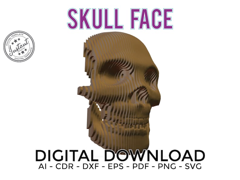 Skull Face Laser Cut Vector Dxf Files for Laser Laser Cut - Etsy