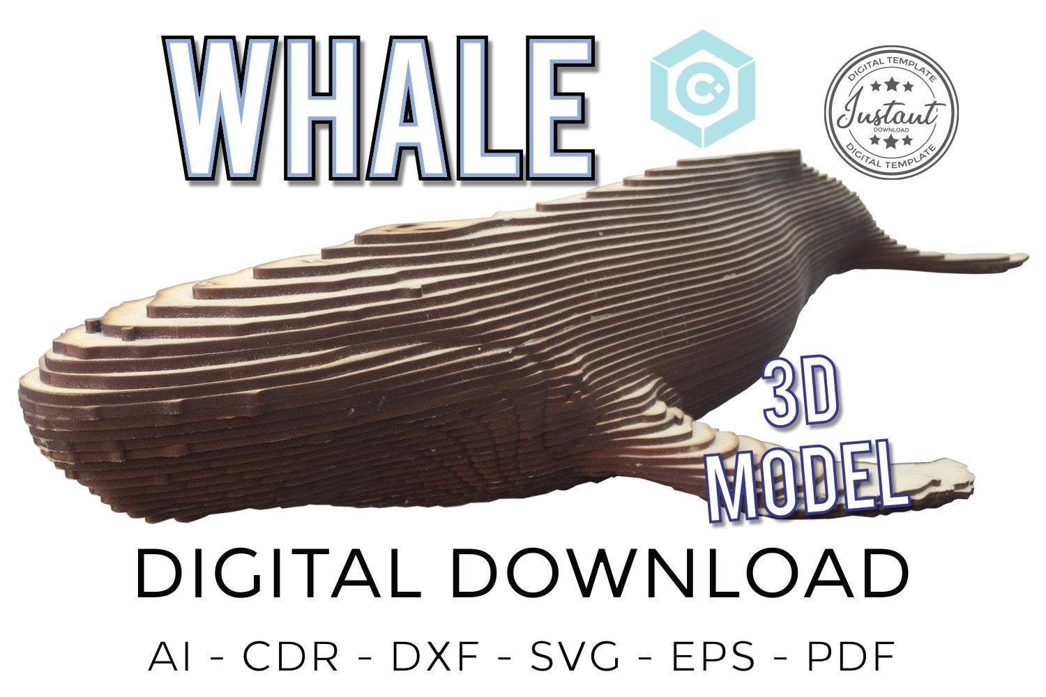 Escultura de cartón de ballena Archivo vectorial cortado con láser cdr ...