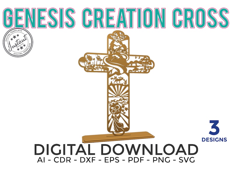EASTER Genesis Cross, Cruz Genesis Creacion Laser Cut, Laser Cut ...