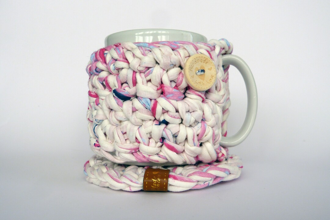 Handwoven Tea Cup Cover, Cotton Crochet Style Sleeve, Crochet Cover ...