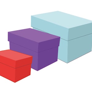 Set 3 Box With Lid Template, Rectangular Box With Lid, Gift Box With ...