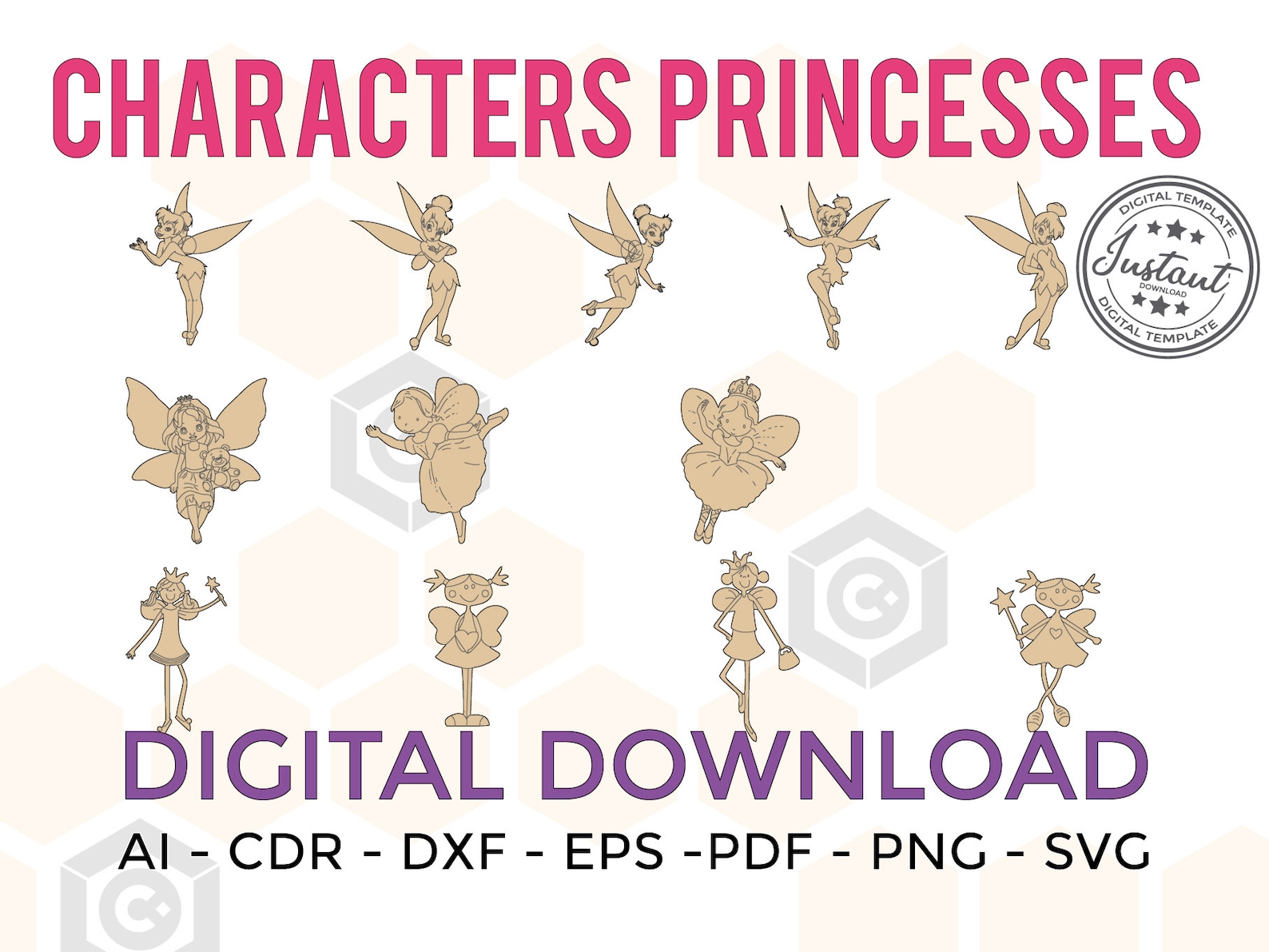 Characters for LASER CUT Cut Files Clipart Silhouette Dxf Eps | Etsy