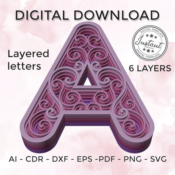 Layered Letter Layered Letter Svg Layered Floral Alphabet | Etsy