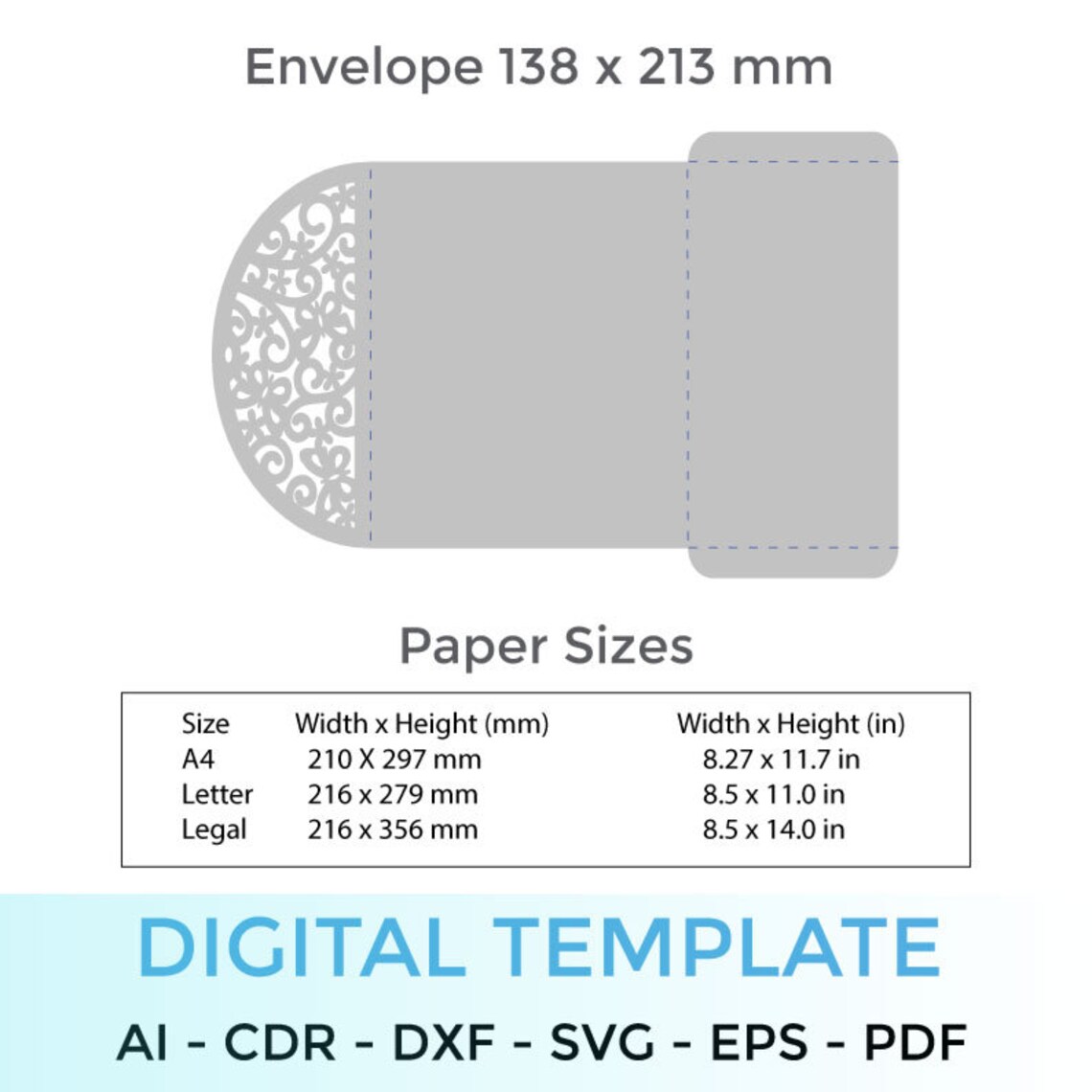 Envelope Template - SVG, Ai, CRD, Eps, Pdf - Laser Cut Template ...